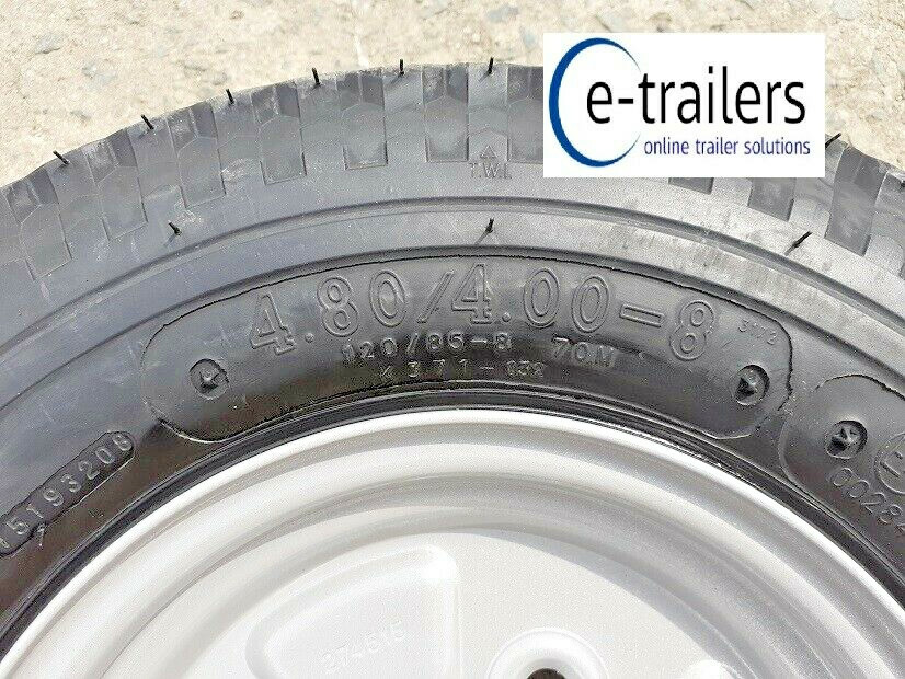 KENDA 400x8" TRAILER WHEEL/TYRE 400-8 or 480 - 6 ply 100mm PCD 4 STUD ...