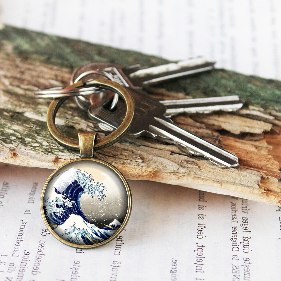 The Great Wave off Kanagawa by Hokusai Key Ring, Japan Keyring Japanese ...
