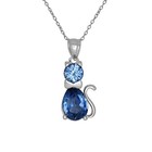 Sterling Silver Cute Cat With Birthstones, Kitten Charm Pendant | Made ...