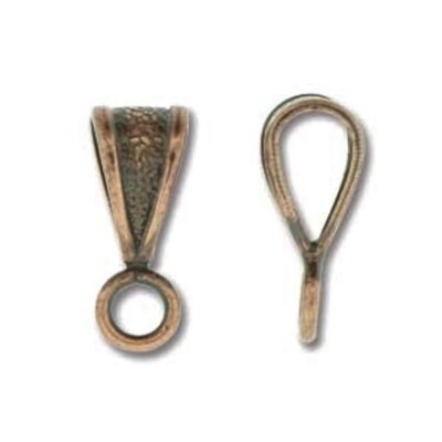 Bail, 12 Antiqued Copper Plated Textured 9mm Pendant Bails with Loop ...