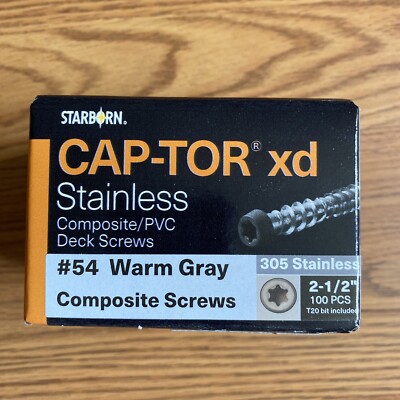 Cap-Tor xd Stainless Composite/PVC Deck Screws Warm Gray 2.5 Inches 100 ...