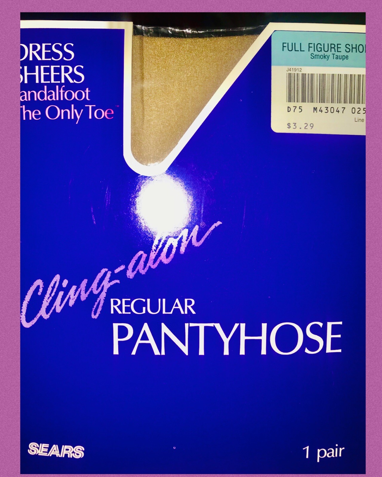 NEW Sears Cling-alon Regular PANTYHOSE Sandalfoot FULL FIGURE SHORT ...