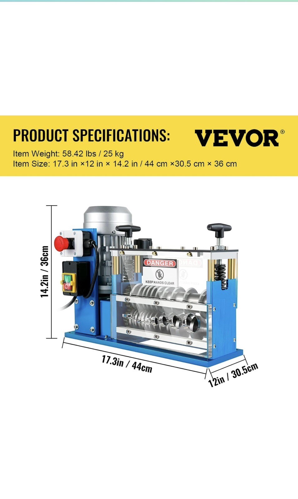 VEVOR 370W Electric Wire Stripping Machine 0.06-1.5in Power Cable ...