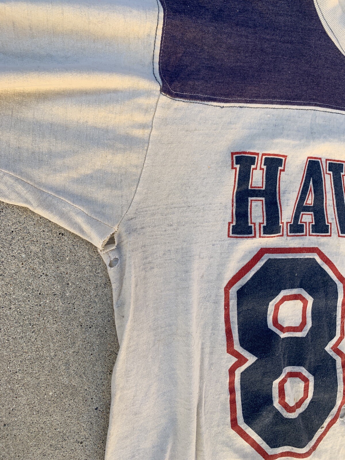 Vintage Hawaii 80 Football Jersey T Shirt Distressed Thrashed Worn Thin ...