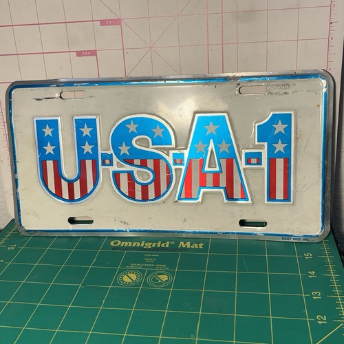 Vintage USA 1 Raised License Plate Booster Aluminum Original Rally MFG ...