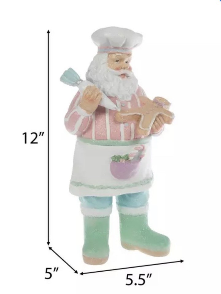 Santa Baker Gingerbread Boy Statue Bakery Pink Pastel Christmas Cookie ...