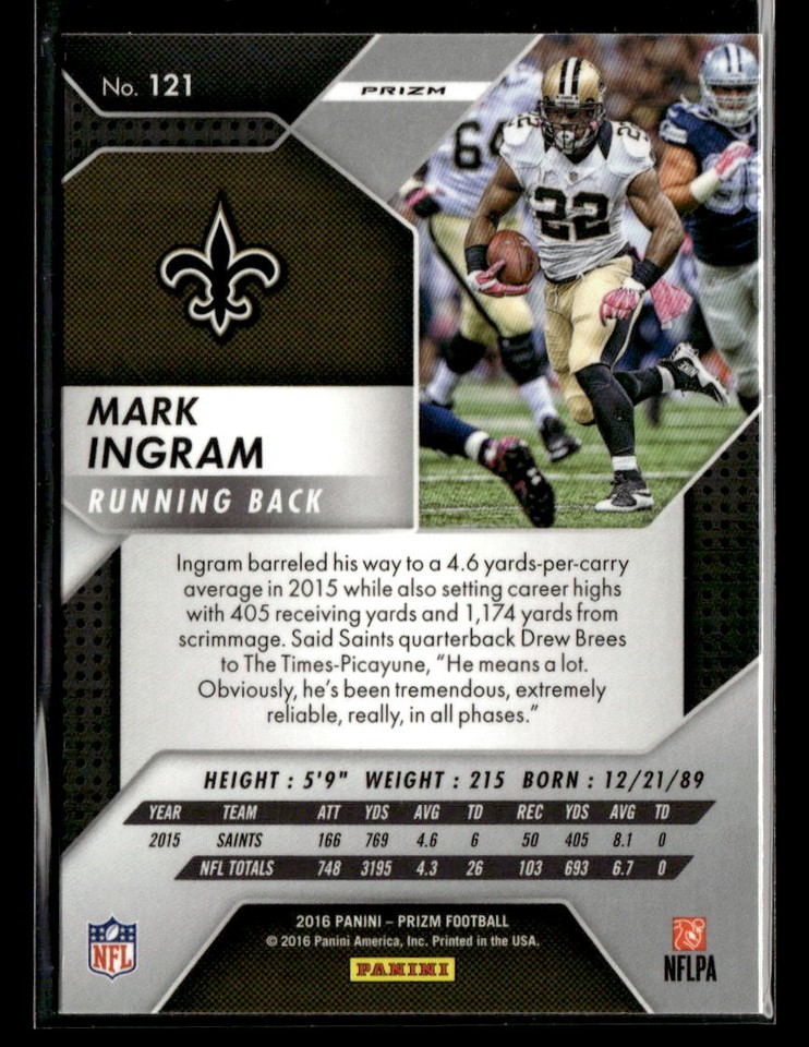 Mark Ingram 2016 Panini Prizm #121 Prizm New Orleans Saints | eBay