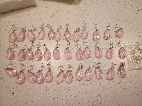 36 Pink Chandelier Crystals For Girls Room Teardrop | eBay