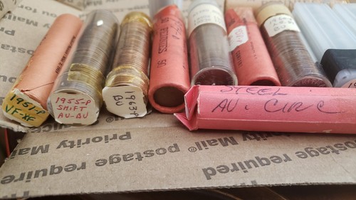 (12) Rolls Vintage Wheat & Early Lincoln Pennies – 1943 Steel, AU/XF ...