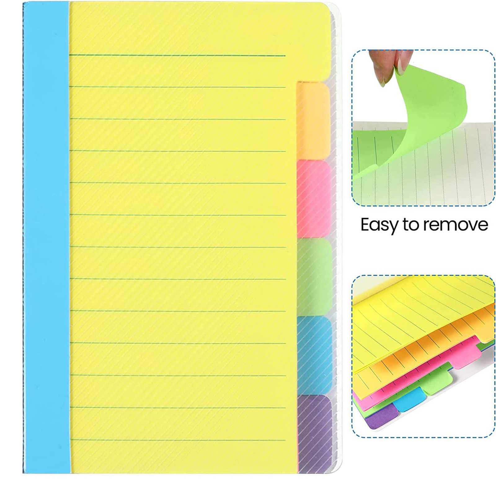 Vivid Color Notebook Slim Ruled Colorful Sticky Notes Set with Index ...