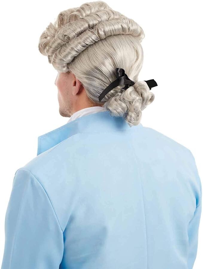 Men`s Powdered Colonial Wig for Founding Father Medieval Costume Prince ...