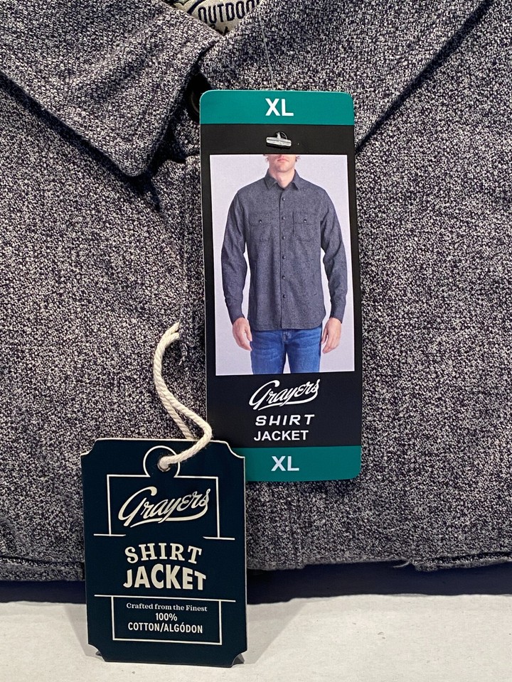 Men's Grayer's Heavyweight Shirt Jacket all finest cotton XL Gray Item ...