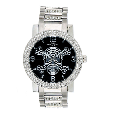Bickers rapper skeleton steel men's watch with cubic zirconia | eBay
