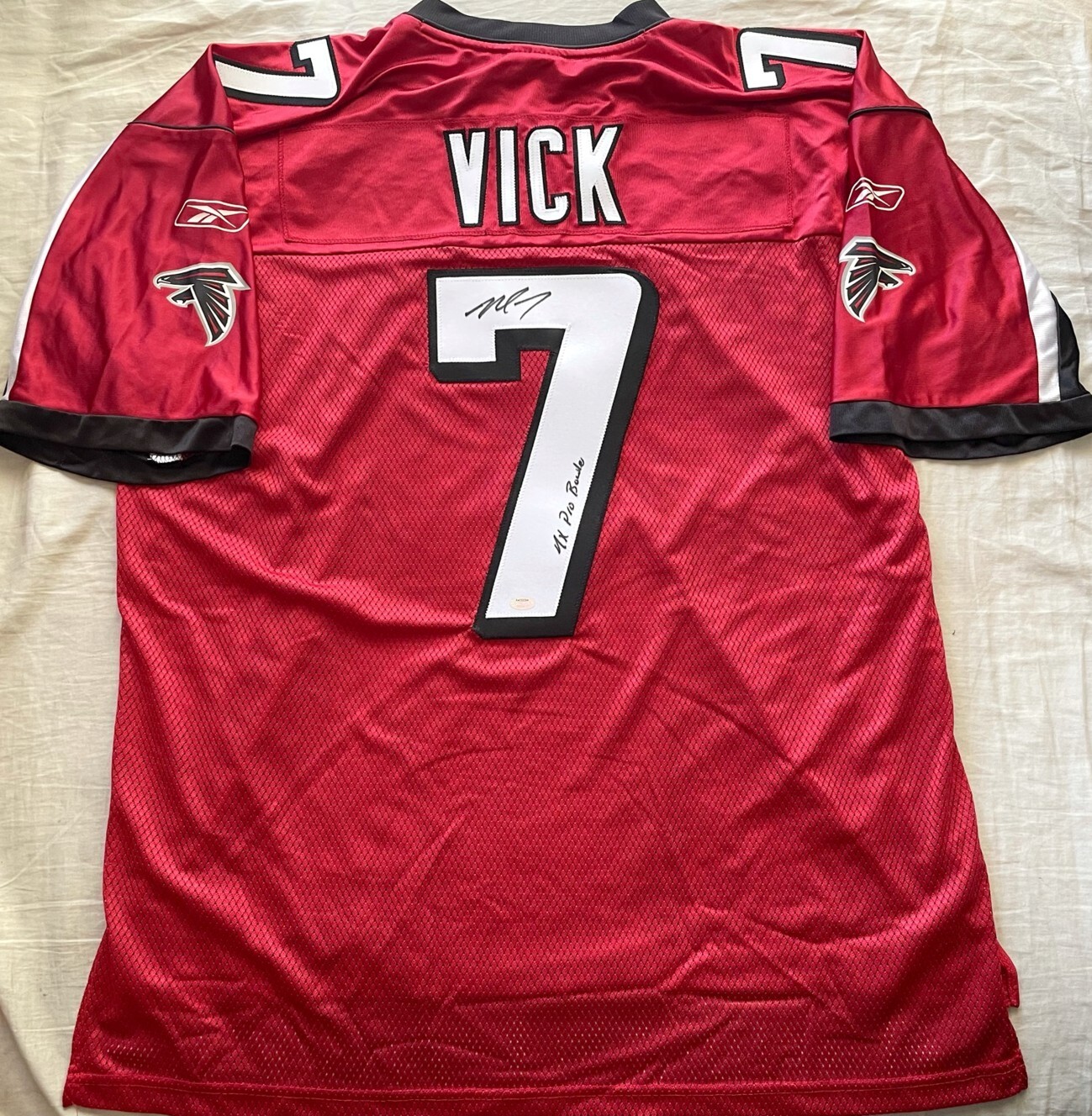 Michael Vick signed auto Falcons Reebok stitched jersey inscribed 4X ...