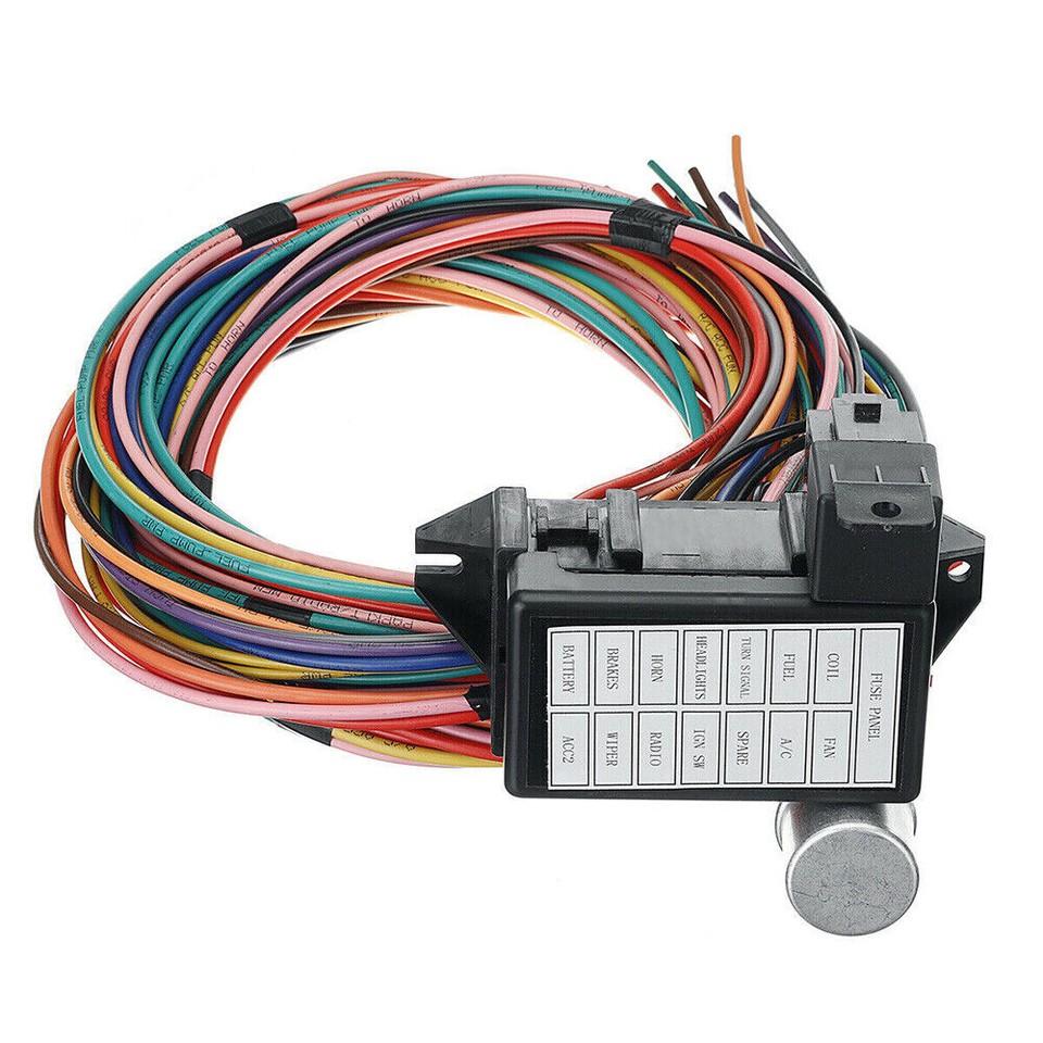 14 Circuit Wiring Harness Street Hot Rat Rod Custom Universal Wire Kit ...