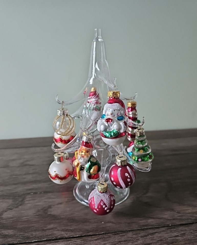 Soffieria Parise Christmas Tree Italy Hand Blown Glass w/ 14 Ornaments ...