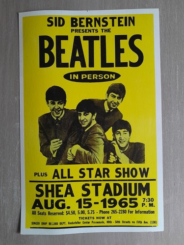 1980's Reproduction The Beatles Shea Stadium 1965 Concert Promotional ...