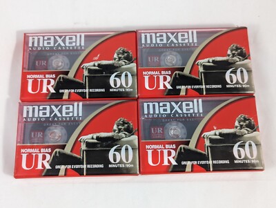 Lot Of 4 Maxwell Audio Cassette Tapes UR 60 Minutes Normal Bias Blank ...