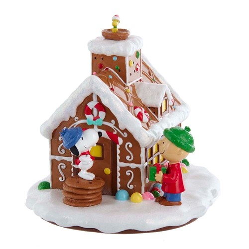 Kurt Adler Peanuts LED Lighted Gingerbread House Snoopy Charlie Brown ...
