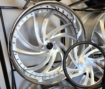 24" Inch STAGGERED Brushed Face Artis Forged Twister 5x120 Wheels Rims ...