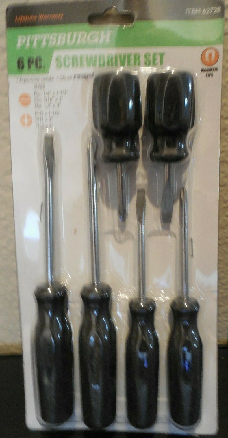 Pittsburgh 6 pc.Screwdriver Set w/Magnetic Tips - 3 slotted/3 Phillips ...