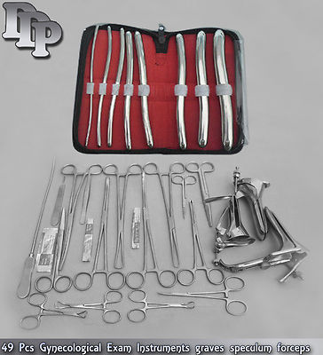 56 Pcs Gynecological Exam Instruments graves speculum forceps Dilators ...