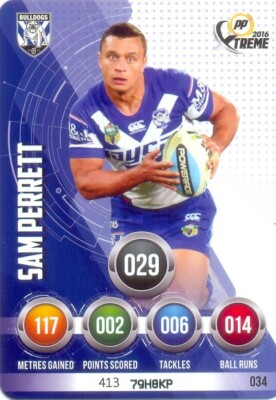 2016 NRL Xtreme common card #034 - Sam Perrett - Bulldogs | eBay Australia