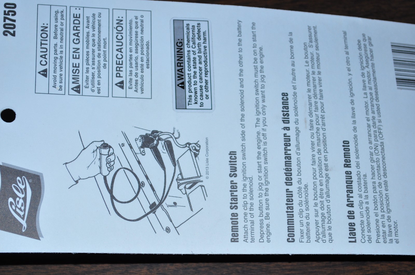 REMOTE STARTER SWITCH LISLE 20750 | eBay