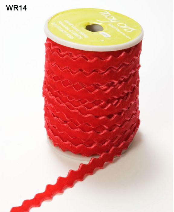 3/8" Velvet Ric Rac Ribbon - May Arts - WR14 - Red - 5 yds | eBay