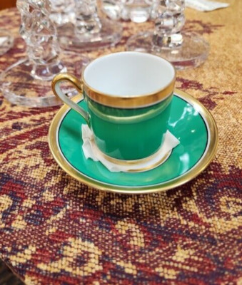 NEW RICHARD GINORI "Contessa Green" Espresso Cup & Saucer AUTHORIZED ...
