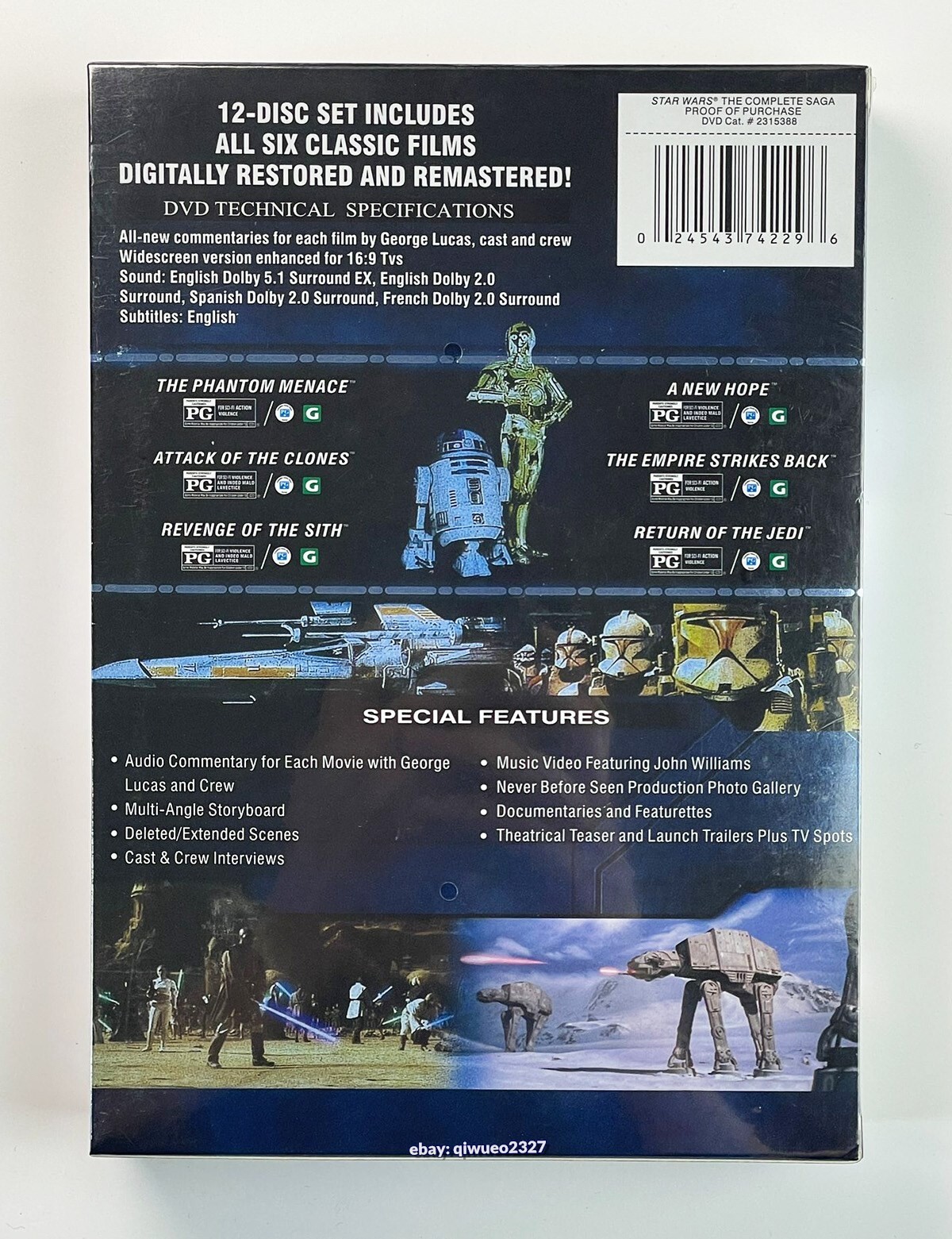 Star Wars: The Complete Saga (DVD, 2015, 12-Disc Set) for sale online ...