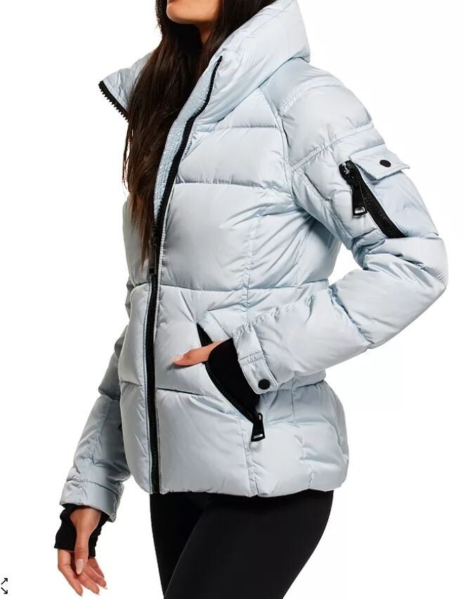 $475 Sam. Freestyle Down Nylon Puffer Jacket Color GLACIER BLUE Size S ...