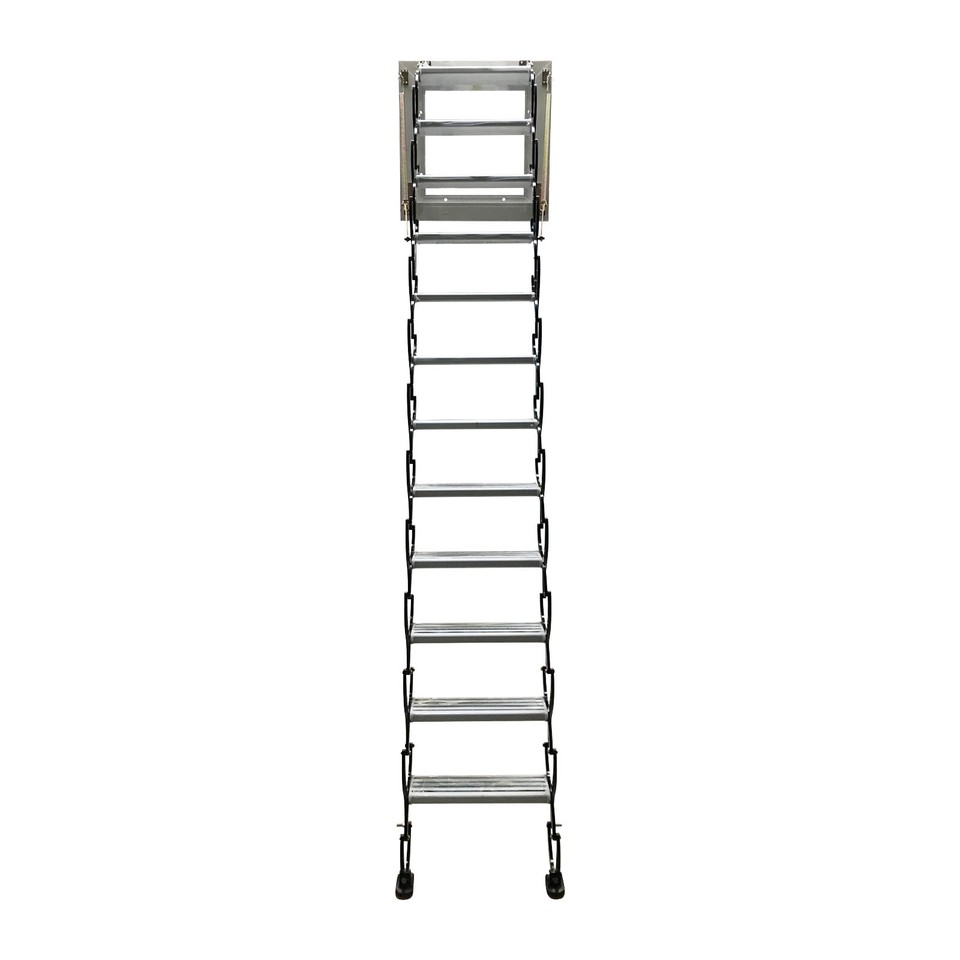 9.84Ft Black Wall Mounted Folding Ladder Loft Stairs Attic Folding ...
