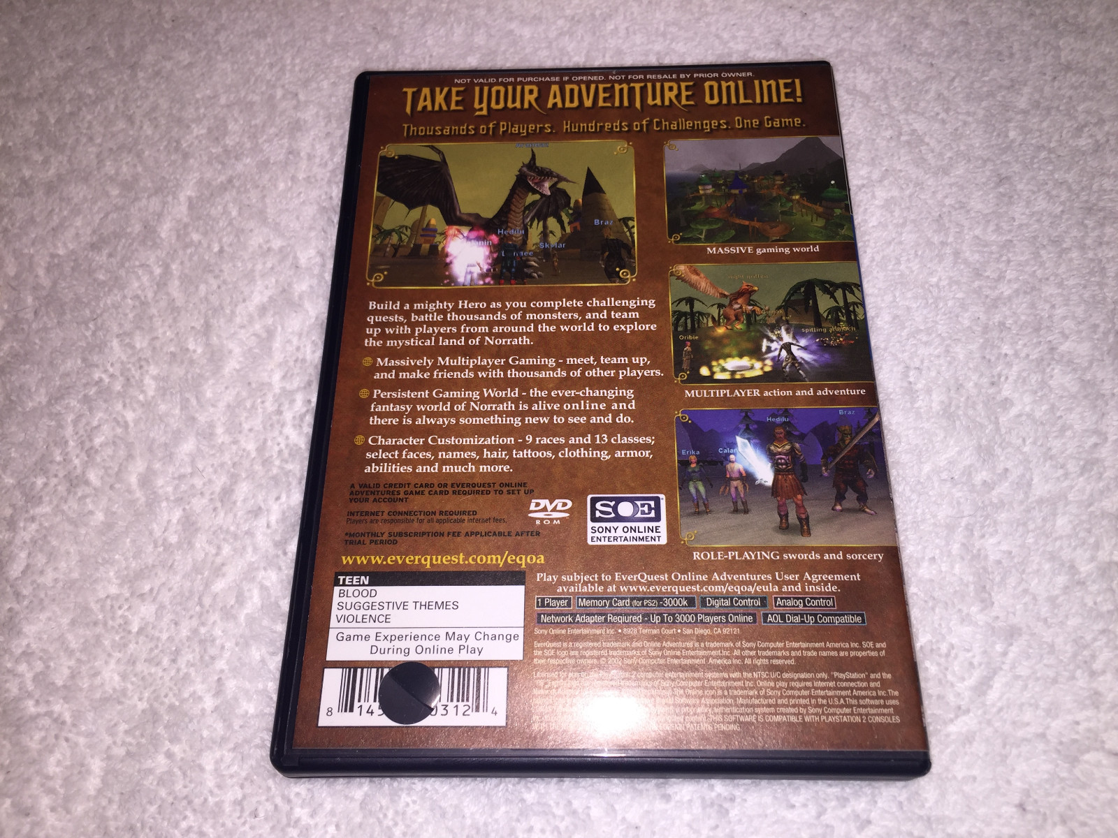 EverQuest Online Adventures (Playstation 2) PS2 Black Label Complete Nr ...