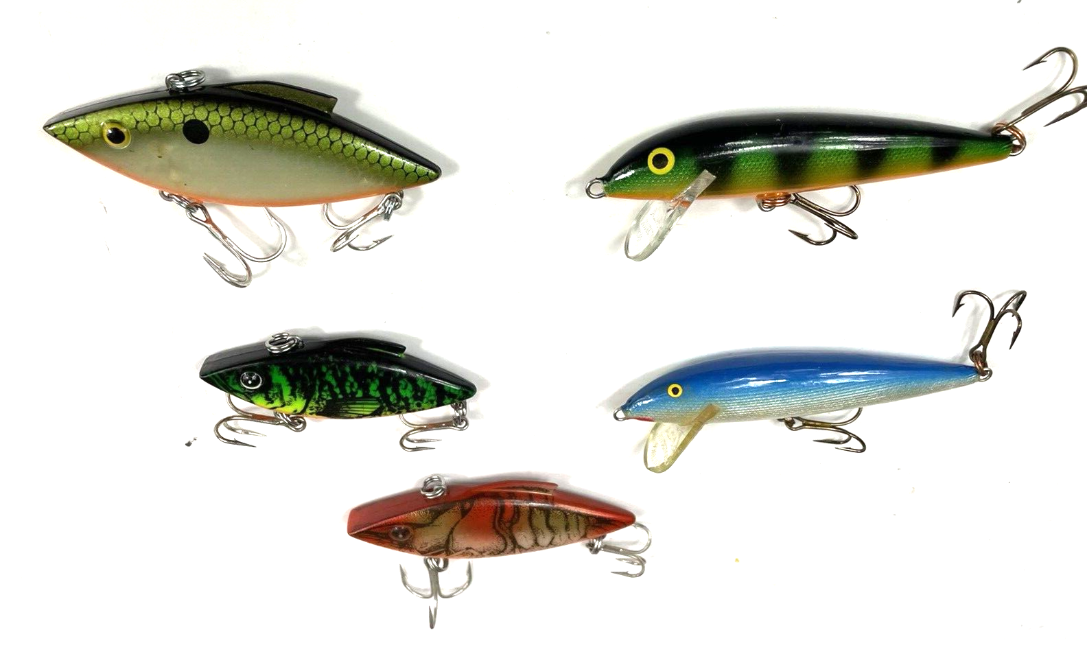 5 Fishing Lures 4/5 NIB New in box, Vintage. Rat-L-Trap, Rapala ...