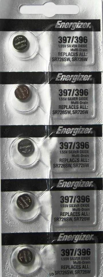 2 x Energizer Watch Battery 397/396 replaces SR726SW, SR726W, V397 (2 ...
