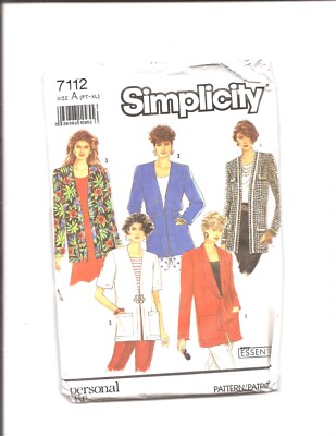 Simplicity 7112 Easy Essentials Personal Fit Sizes 6-24, Uncut, 1990 | eBay