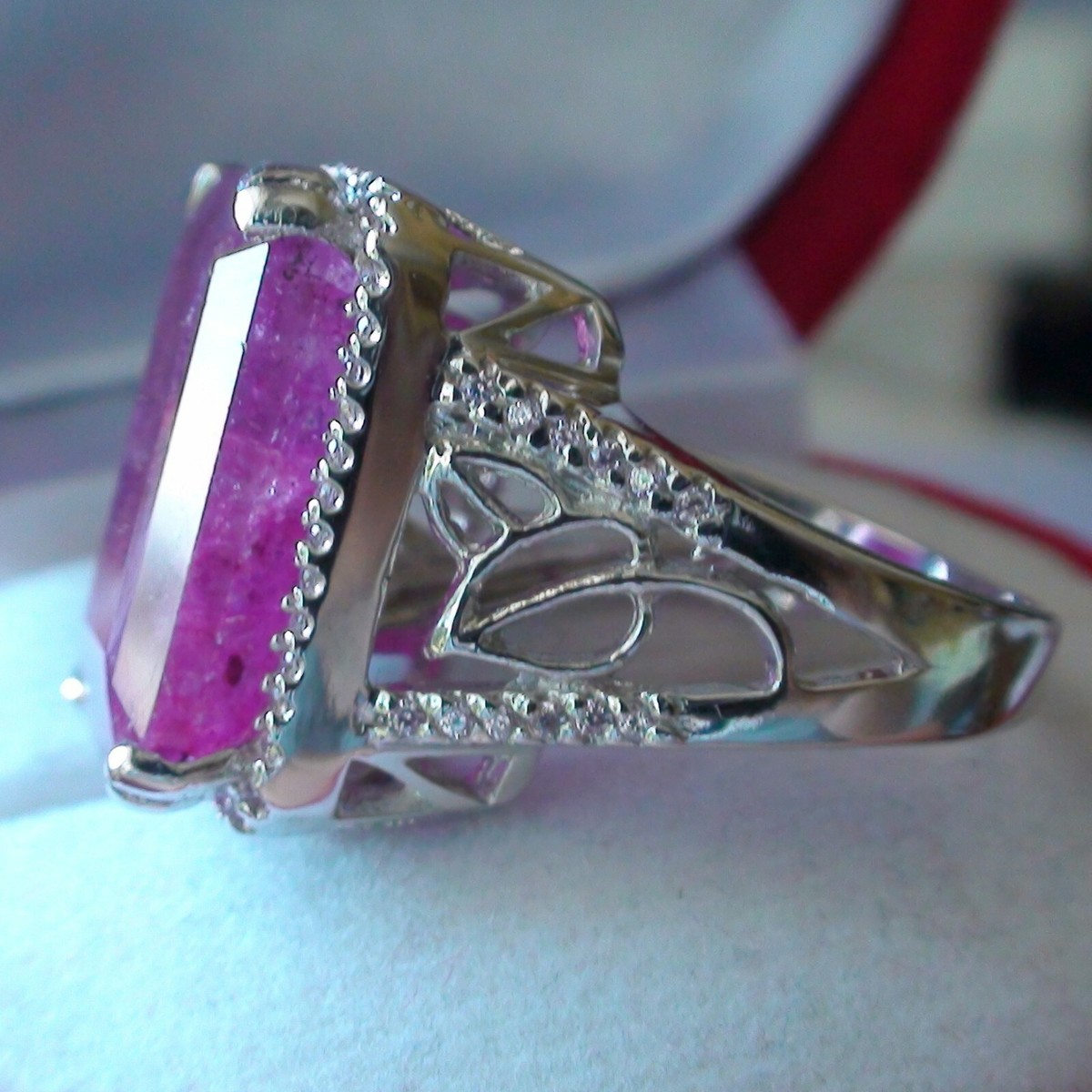 Red Beryl Engagement Ring