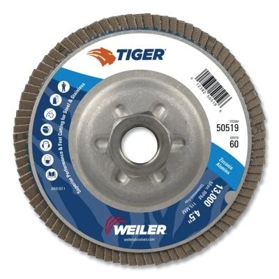Tiger Disc Angled Style Flap Disc, 4-1/2 in dia, 60 Grit, 5/8 in-11 ...
