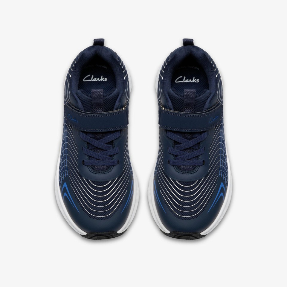 Clarks Boys Deyes Dash Kid Navy/Blue Trainers Textile School | eBay UK