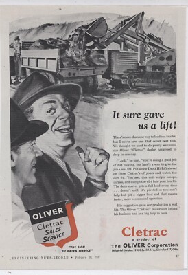 1947 Oliver Cletrac Co. Ad: Cleveland Tractor - Drott Hi Lift Shovel on ...