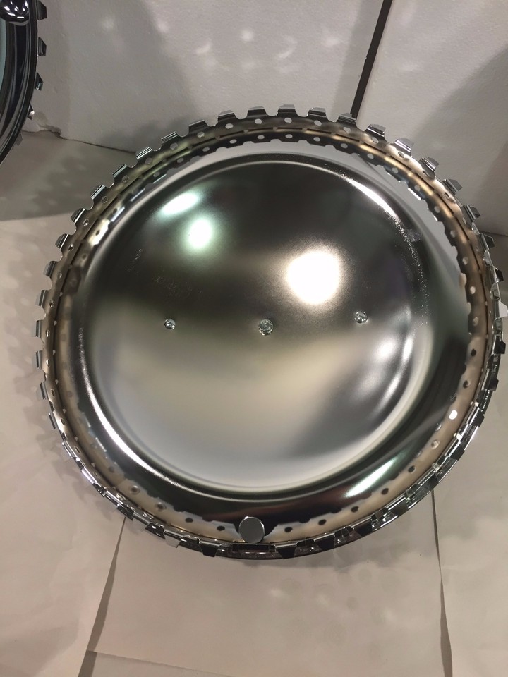 15" United Pacific Single Bar Chrome Bullet FLIPPER Hubcaps Hot Rod Rat ...