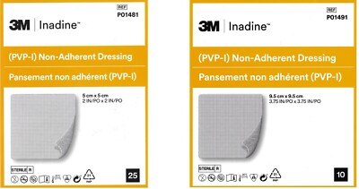 5 x INADINE PVP-I Non Adherent Dressings 5cm x 5cm | 9.5cm x 9.5cm NP ...