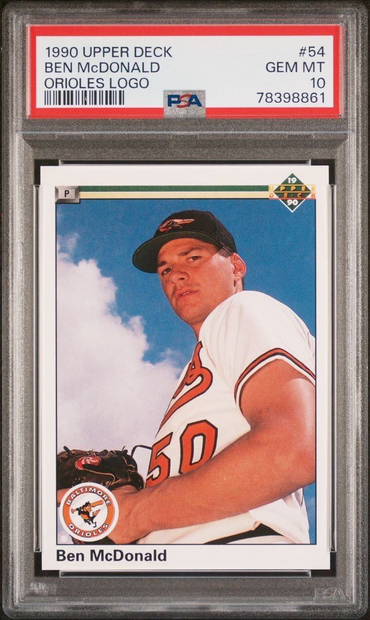 1990 Upper Deck BEN MCDONALD "Orioles Logo" Baseball Error Card #54 PSA ...