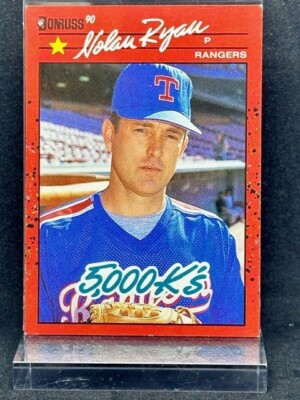 NOLAN RYAN 1990 Donruss Baseball Texas Rangers Pitcher "5000K's" Card ...
