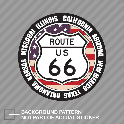 Round US Route 66 Sign Sticker Decal Vinyl 8 States historic route 66 ...