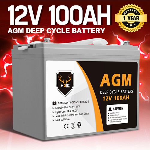 100Ah Deep Cycle Battery 12V AGM Marine Sealed Solar Power Portable 4WD ...