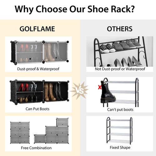 Portable Shoe Rack Organizer 12-Cube 48 Pair Shoe Shelf Storage Cabinet ...