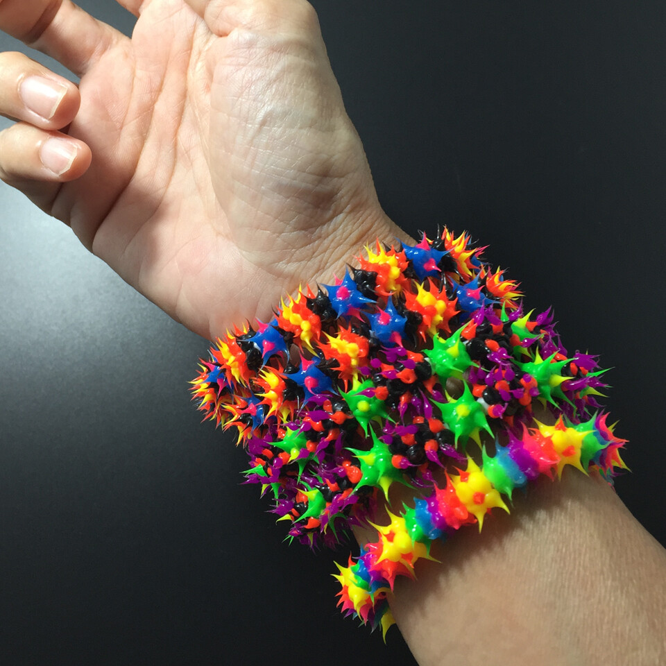 Lot Neon Jelly Silicone Rubber Bracelet Spike UV Glow In The Dark ...