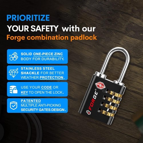 Forge Dual-Opening: Key or Combination Access Lock, TSA Approved 2 Pk ...
